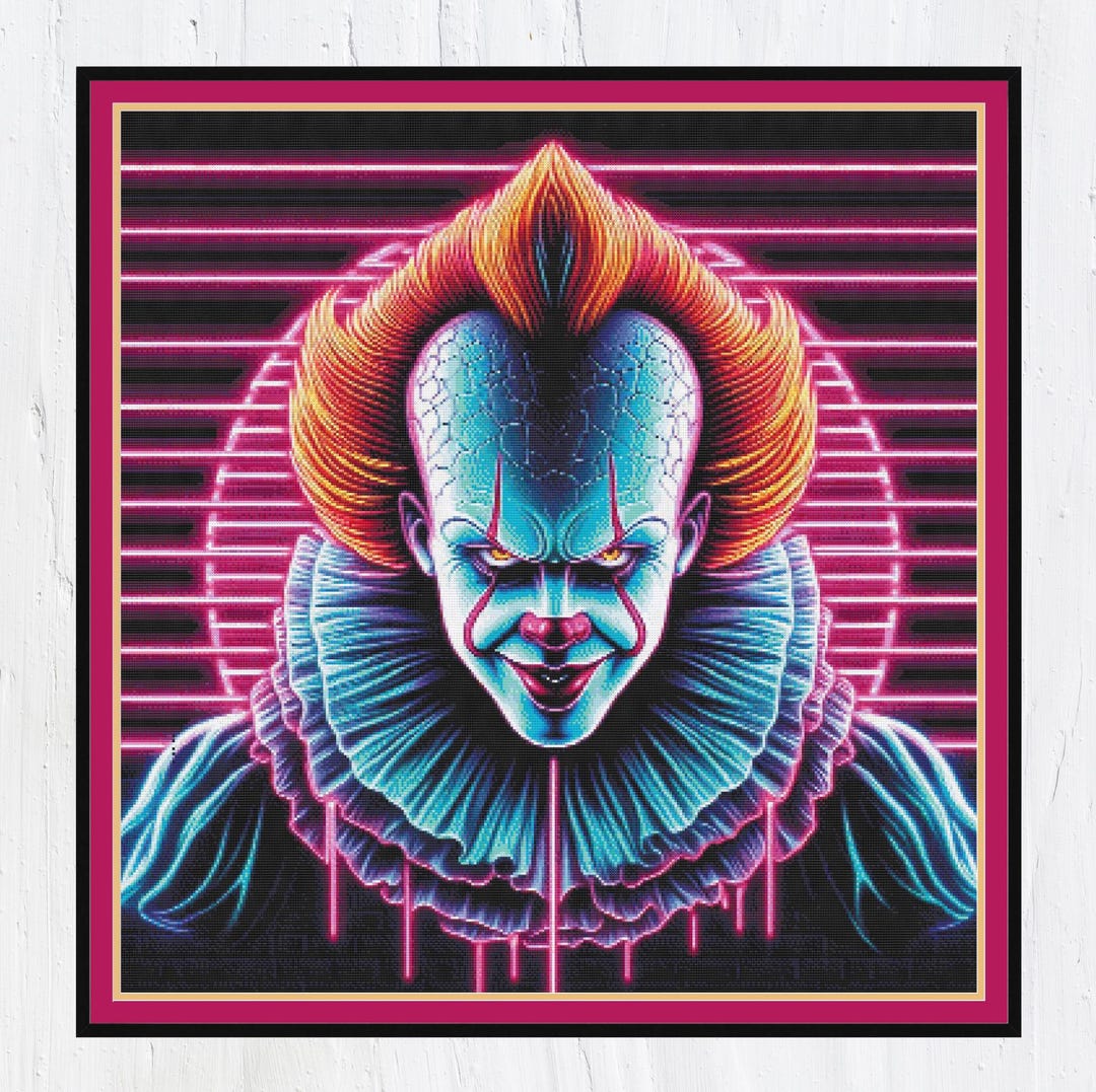 Neon Pennywise. Large Cross Stitch. Pattern Keeper/markup Compatible ...