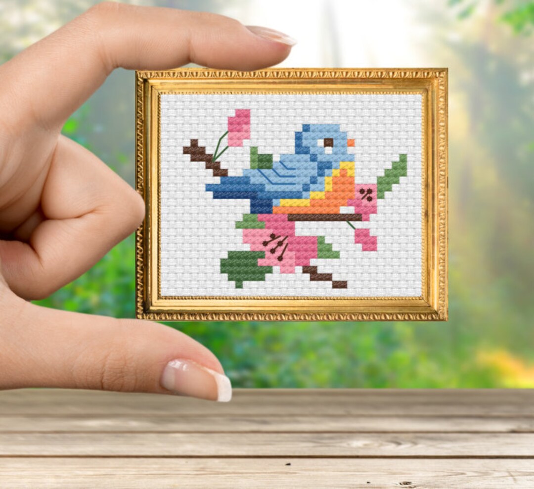 Mini Blue Bird. PDF Download. 30w X 24h Stitches. DMC Threads ...