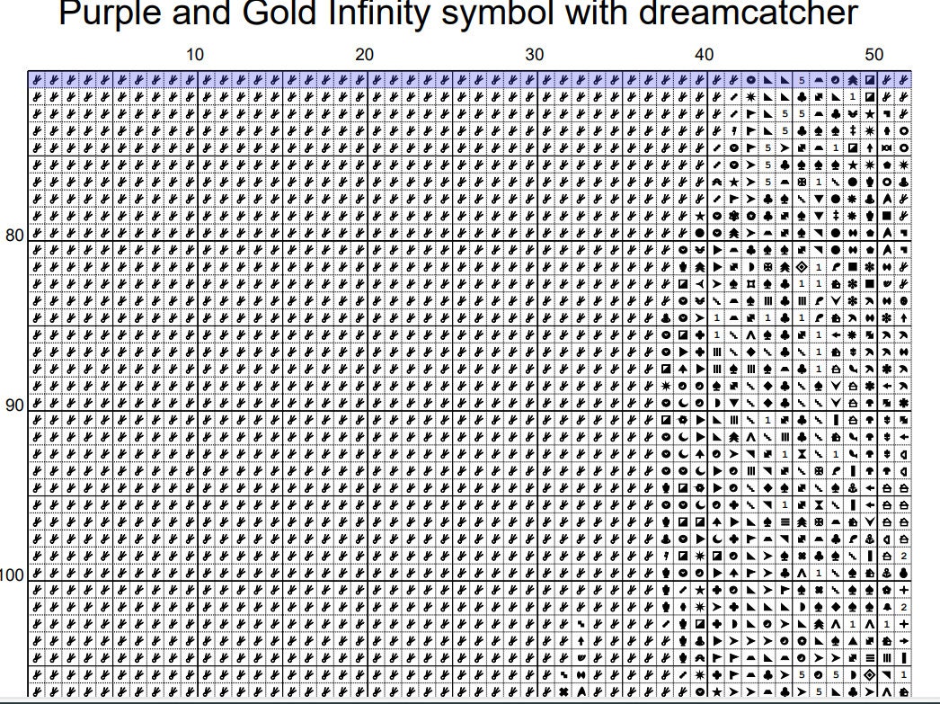 Purple and Gold Infinity Symbol With Dreamcatcher. A Large Cross Stitch ...
