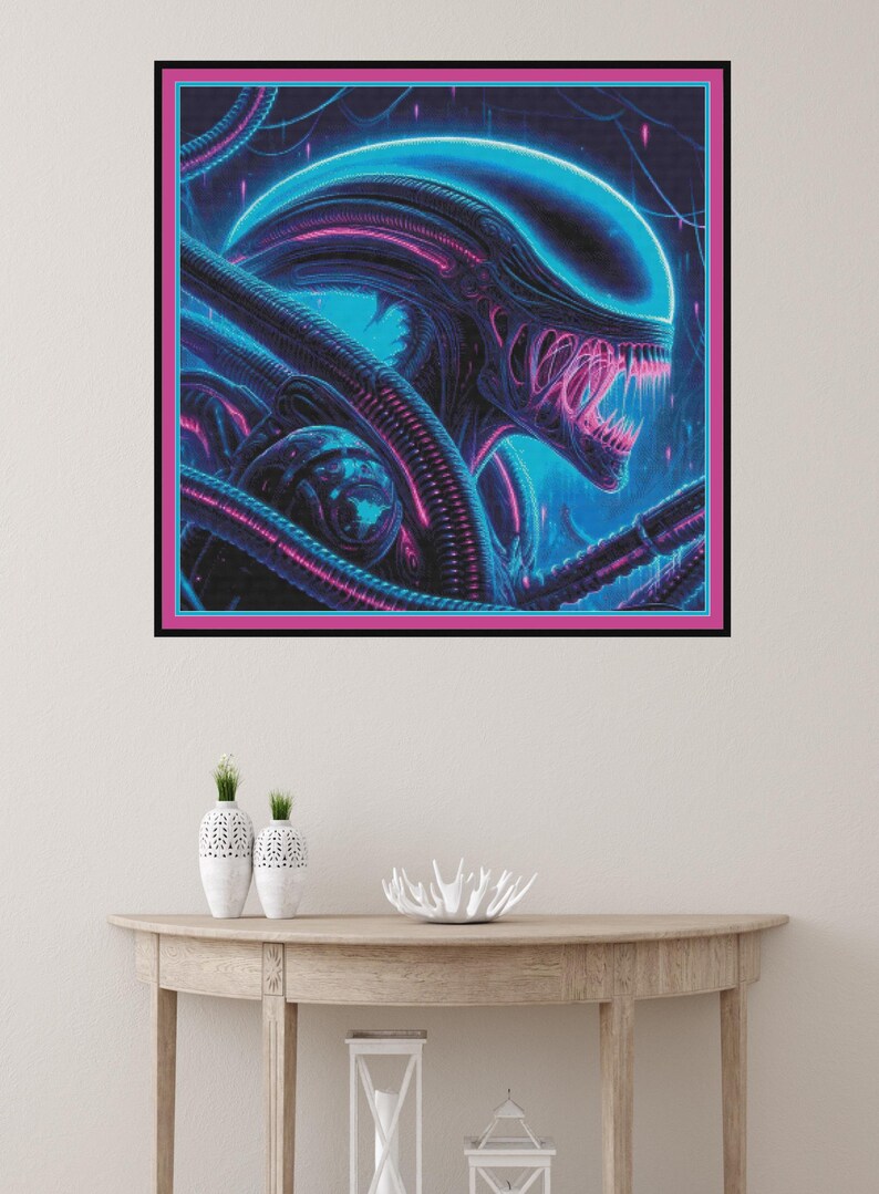 Neon Xenomorph, Alien. Large Cross Stitch. Pattern Keeper/markup ...
