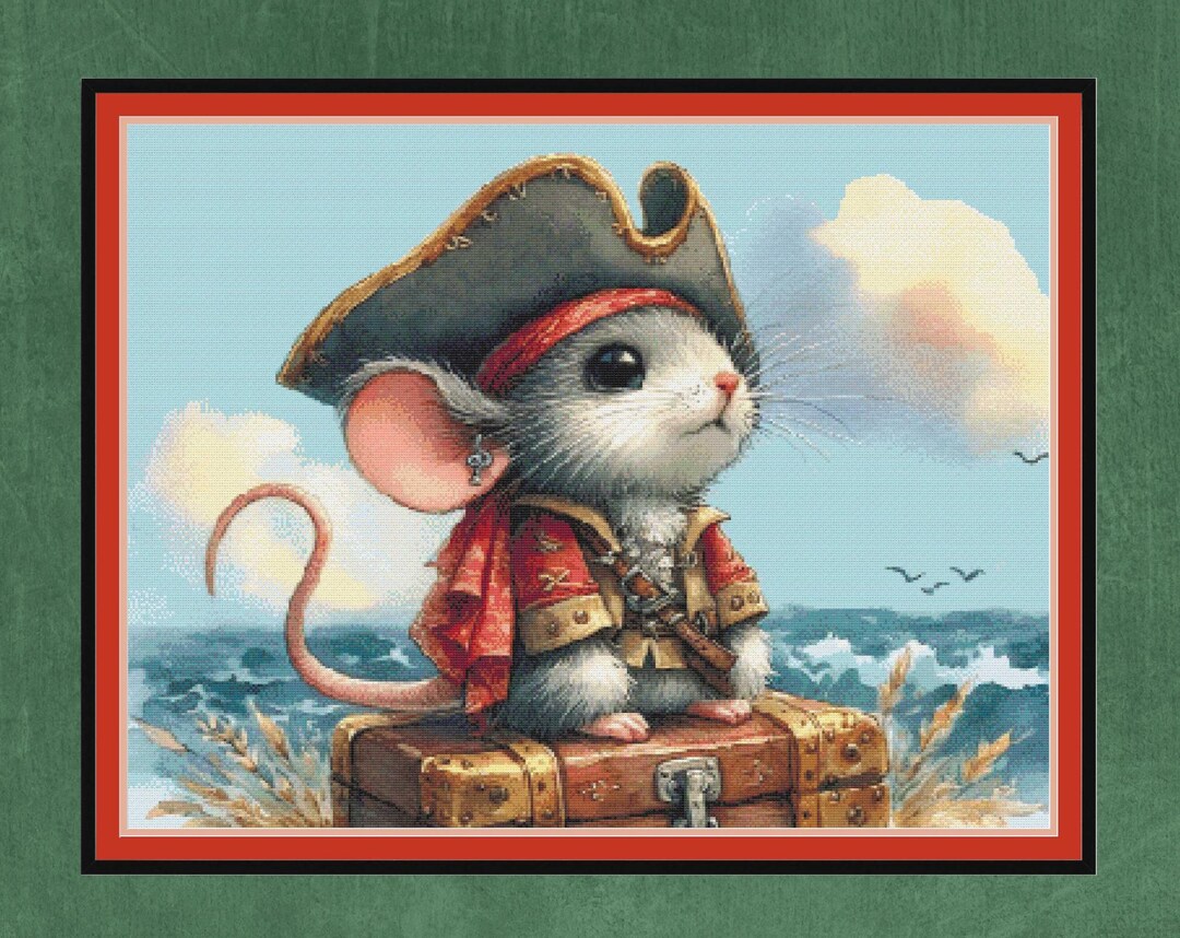 Watercolour Pirate Mouse. Large Cross Stitch. Pattern Keeper/markup ...