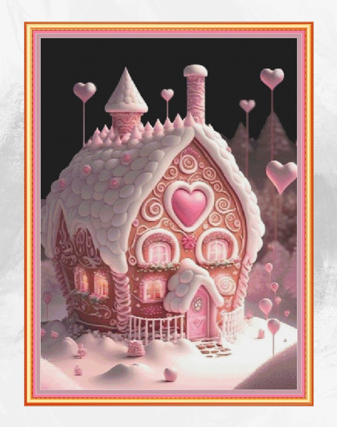 A Gingerbread House. Large Cross Stitch, 320w X 437h. PDF Download ...