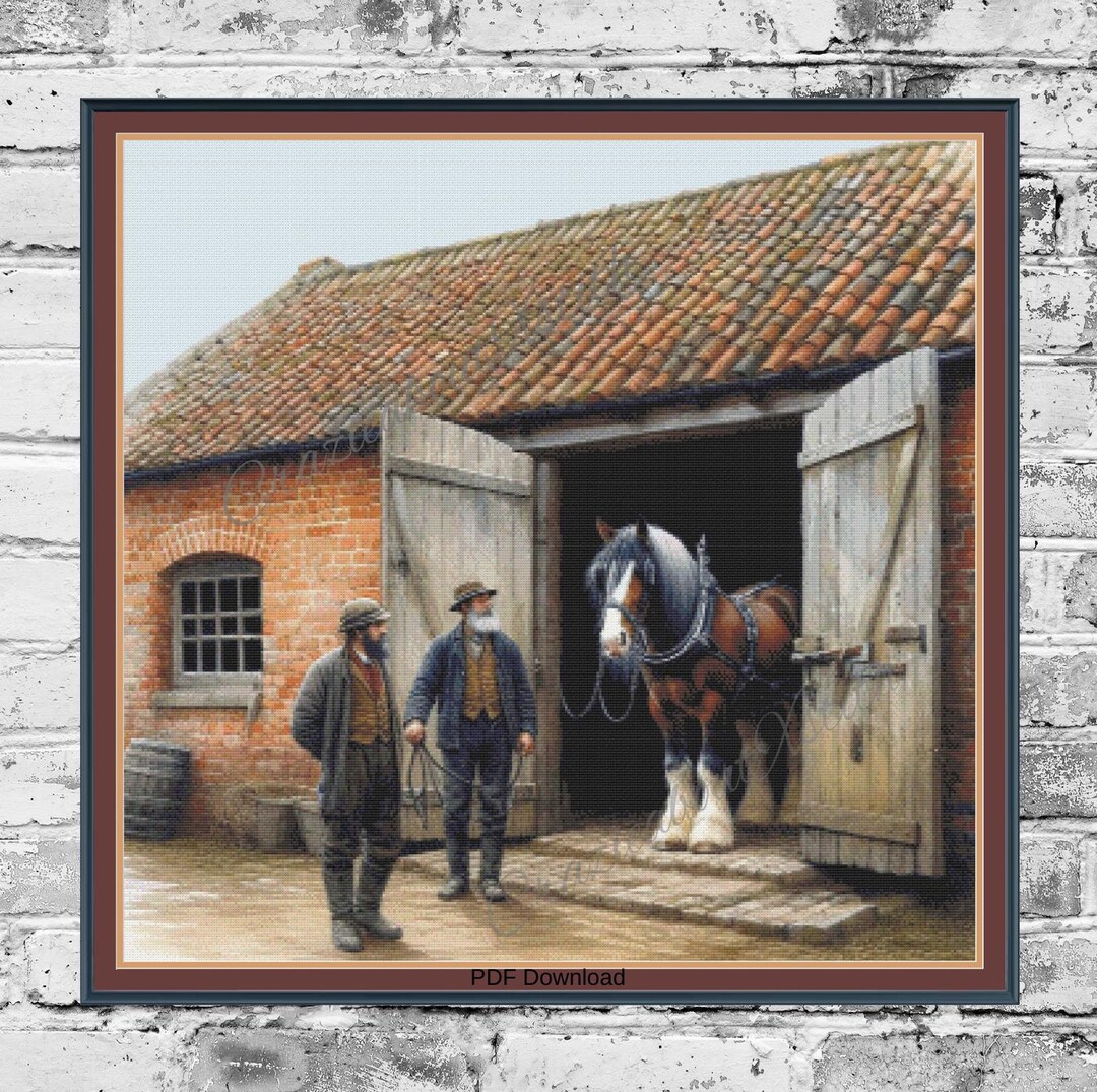 Watercolour Barn With a Horse. Large Cross Stitch. Pattern Keeper ...
