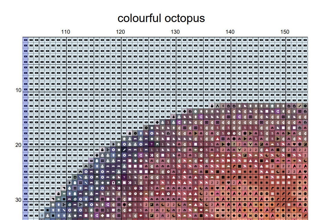 Colourful Octopus, Large Counter Cross Stitch. PDF Download Pattern ...