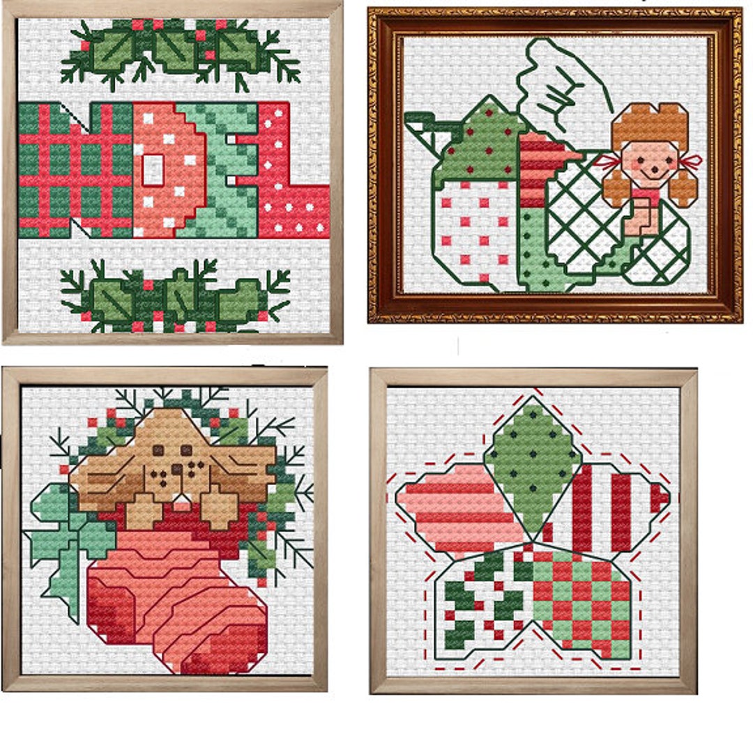 Mini Christmas Counter Cross Stitch, Star, Angel, Noel, Puppy in a ...