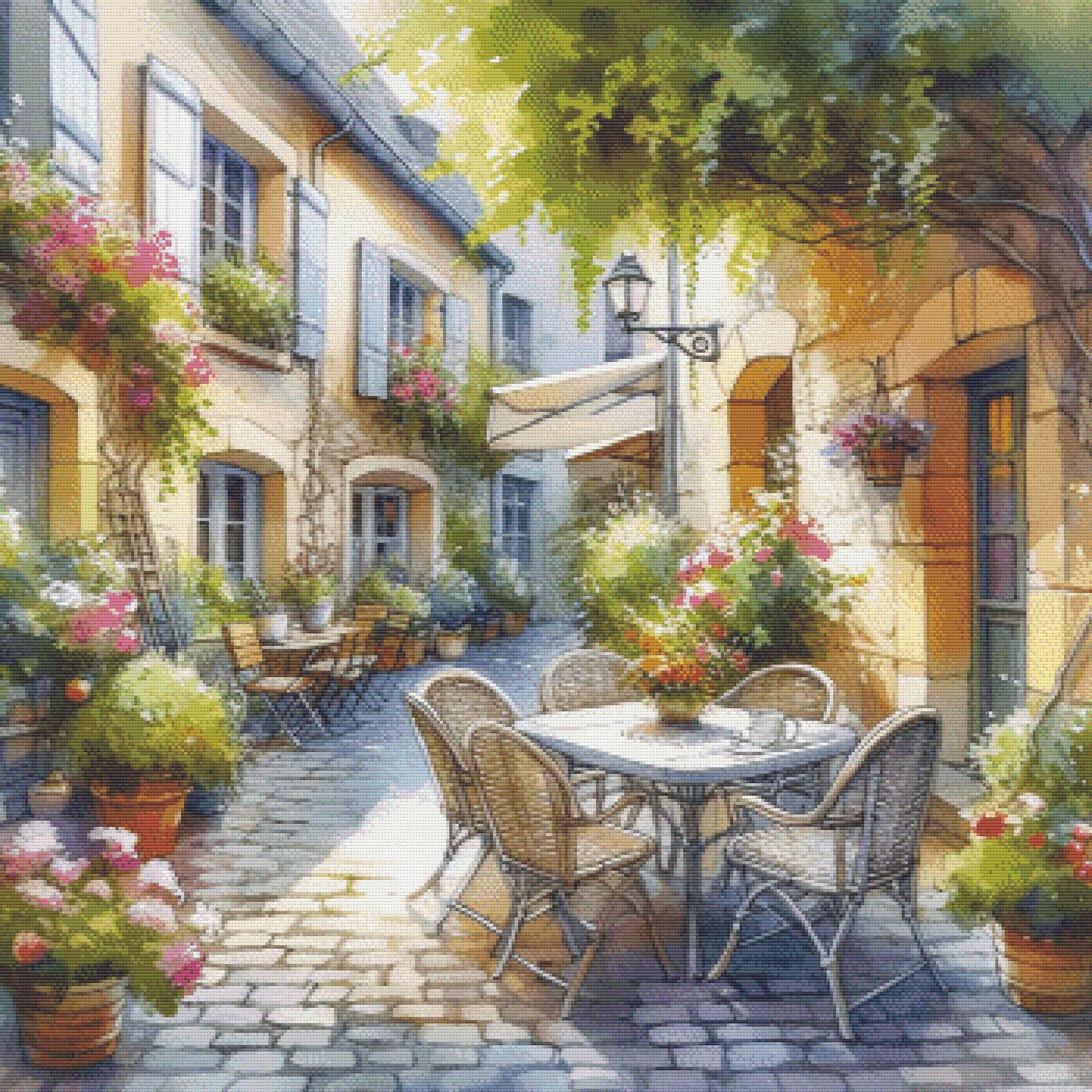 Watercolor, Patio in France. PDF Download Pattern/charts. Pattern ...