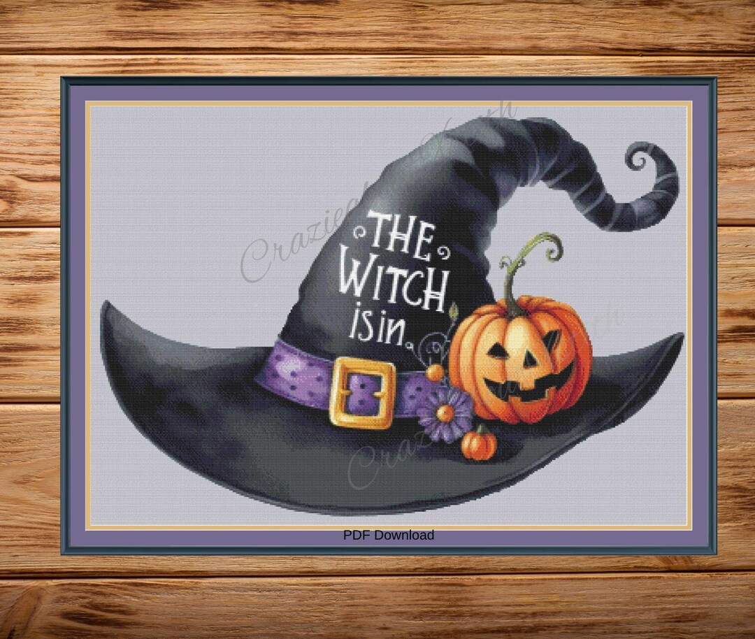 Watercolour, the Witch is In, Hat. Large Ross Stitch. Pattern Keeper ...