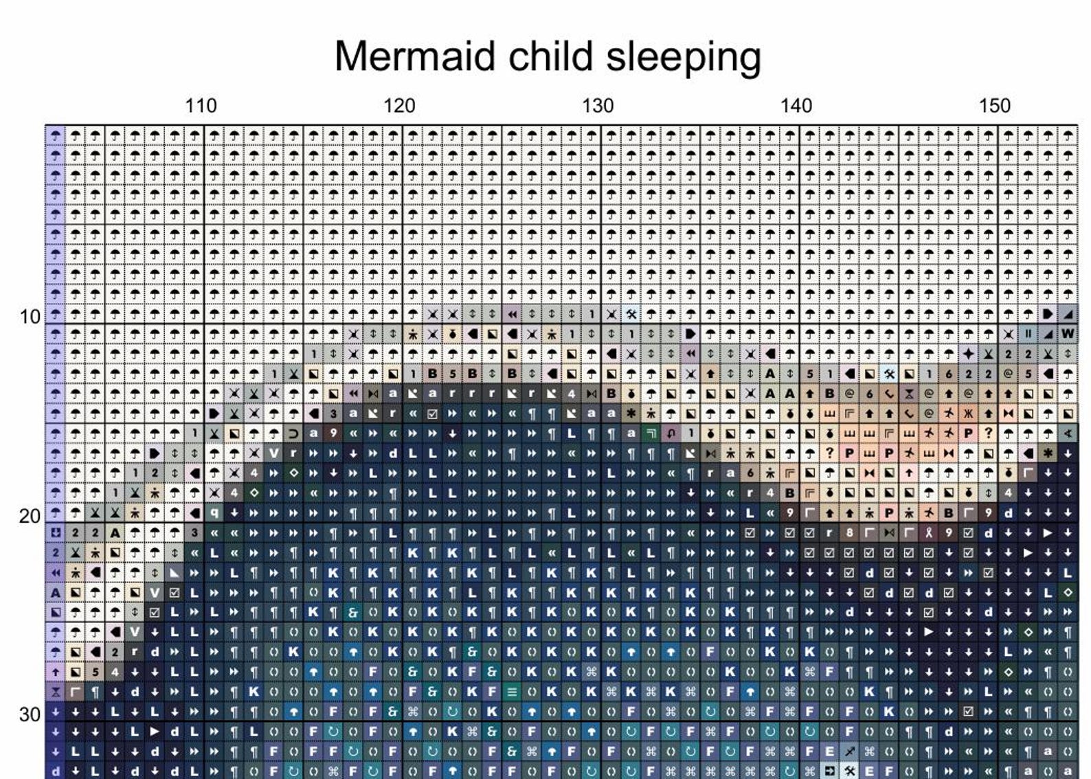 Watercolor. Mermaid Child Sleeping. Large Cross Stitch. Pattern Keeper ...