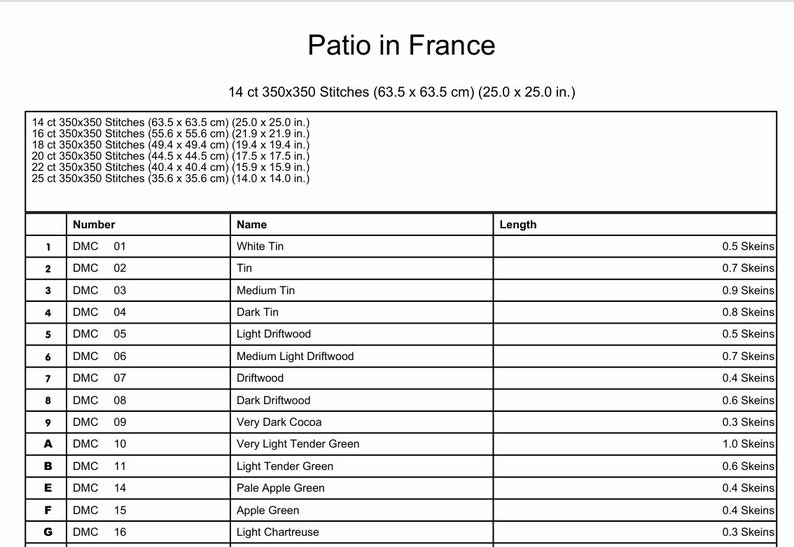 Watercolor, Patio in France. PDF Download Pattern/charts. Pattern ...