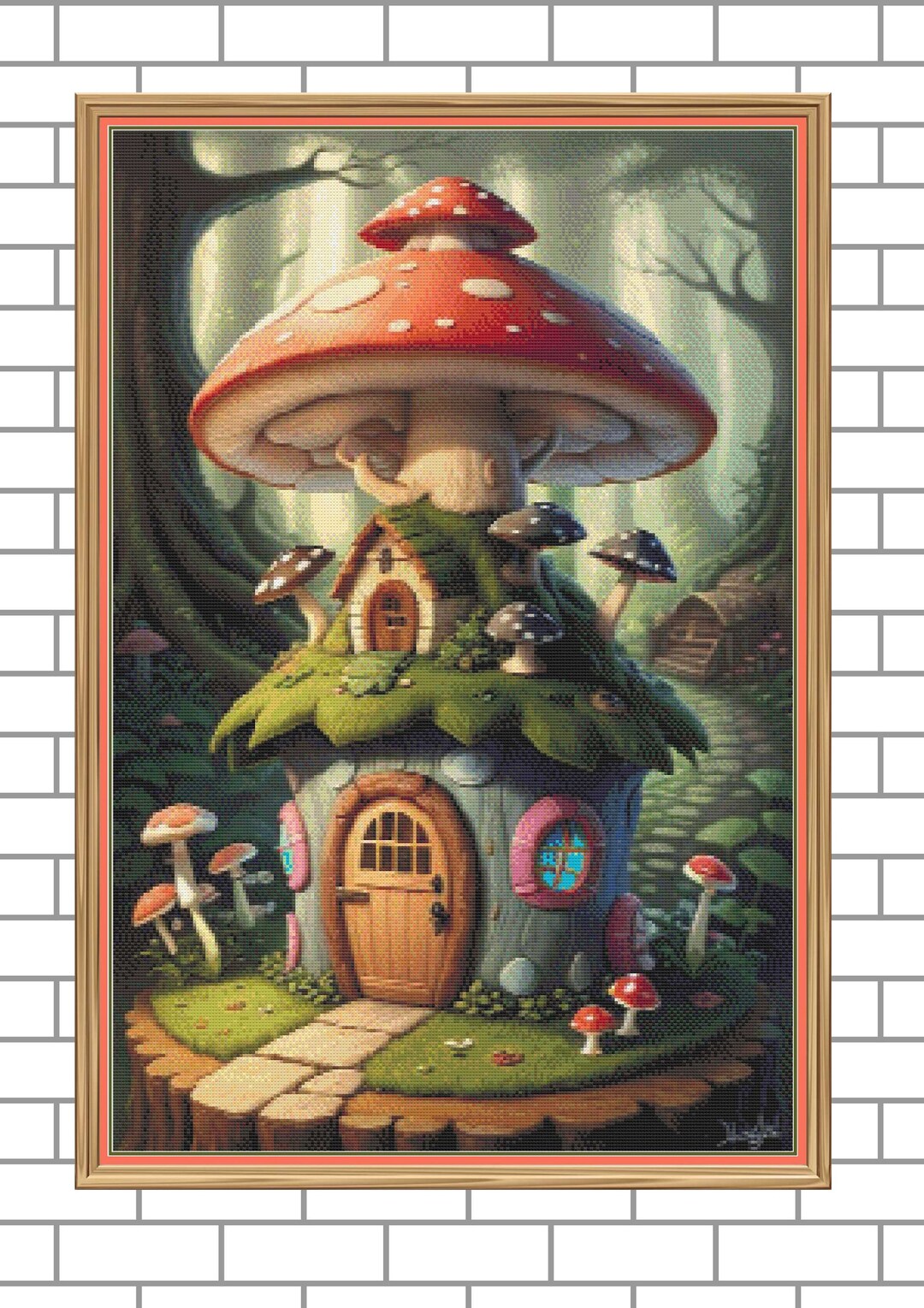 Toadstool Home. Large Counter Cross Stitch, 220w X 330h Stitches. PDF ...