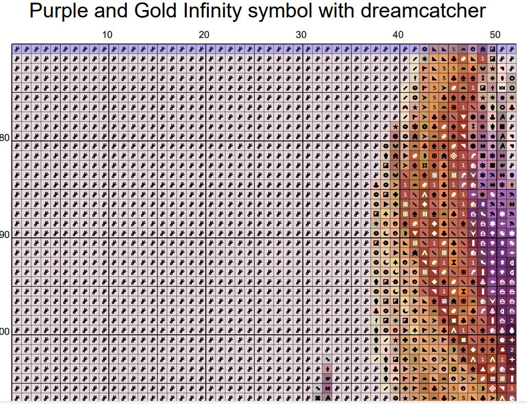 Purple and Gold Infinity Symbol With Dreamcatcher. A Large Cross Stitch ...