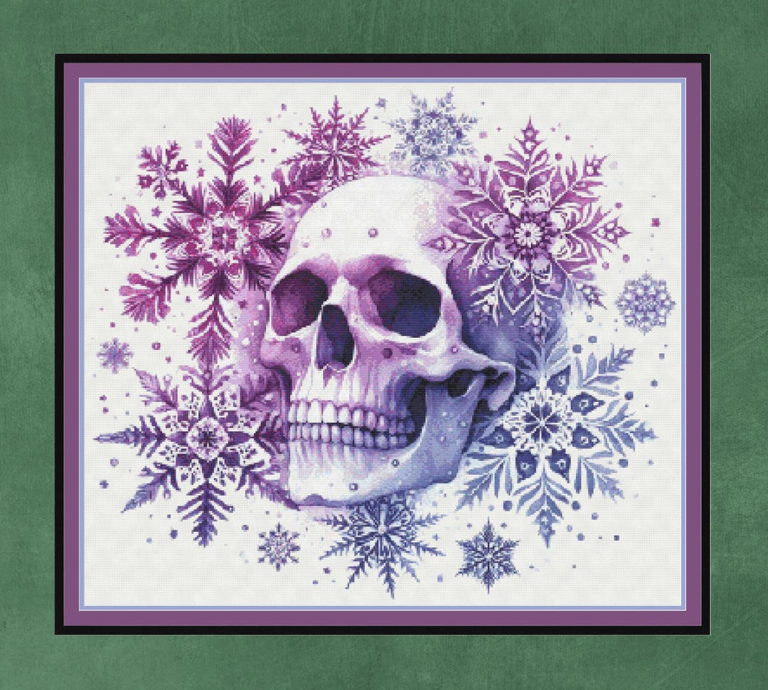 Skull With Purple Snowflakes. Large Cross Stitch. Pattern Keeper/markup ...