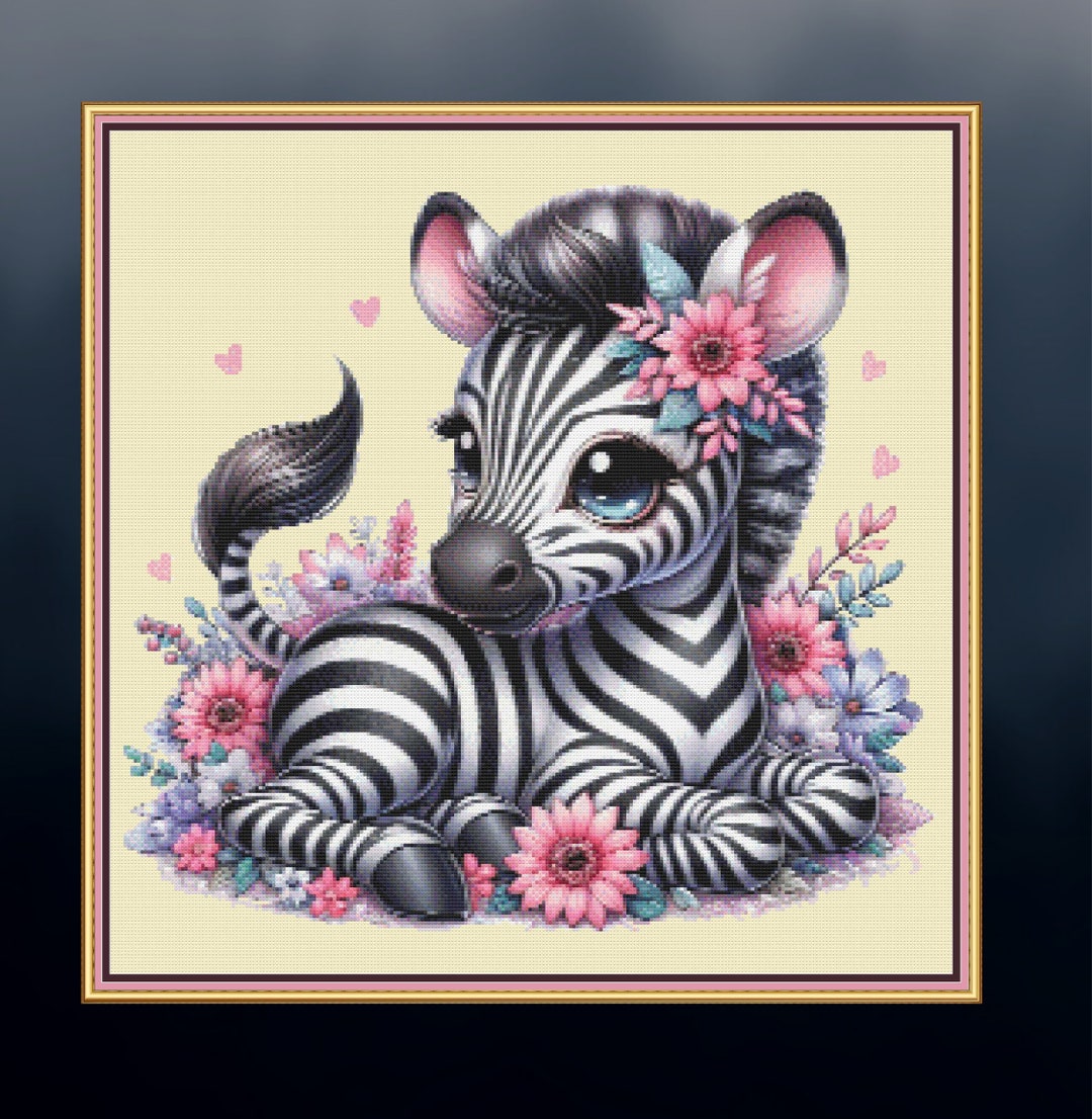 A Baby Zebra. Large Cross Stitch, 250w X 250h Stitches. PDF Download ...