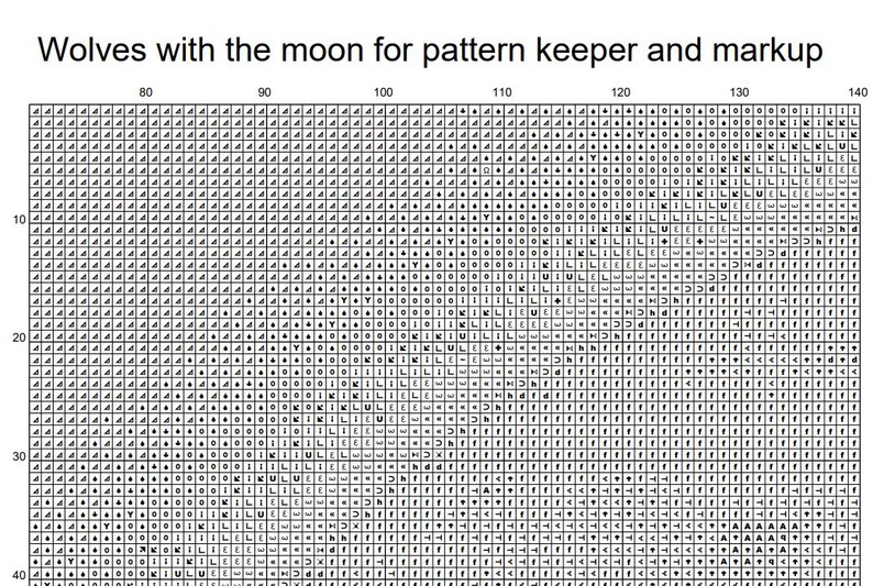 Neon Wolves With Moon. Large Cross Stitch. Pattern Keeper/markup ...