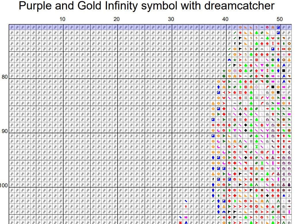 Purple and Gold Infinity Symbol With Dreamcatcher. A Large Cross Stitch ...