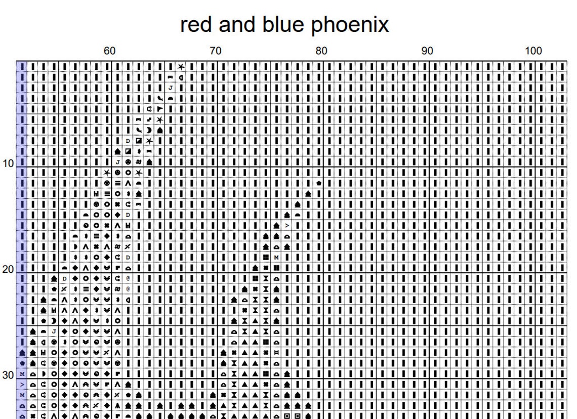 Red and Blue Phoenix. A Large Cross Stitch, 350w X 350h Stitches. PDF ...
