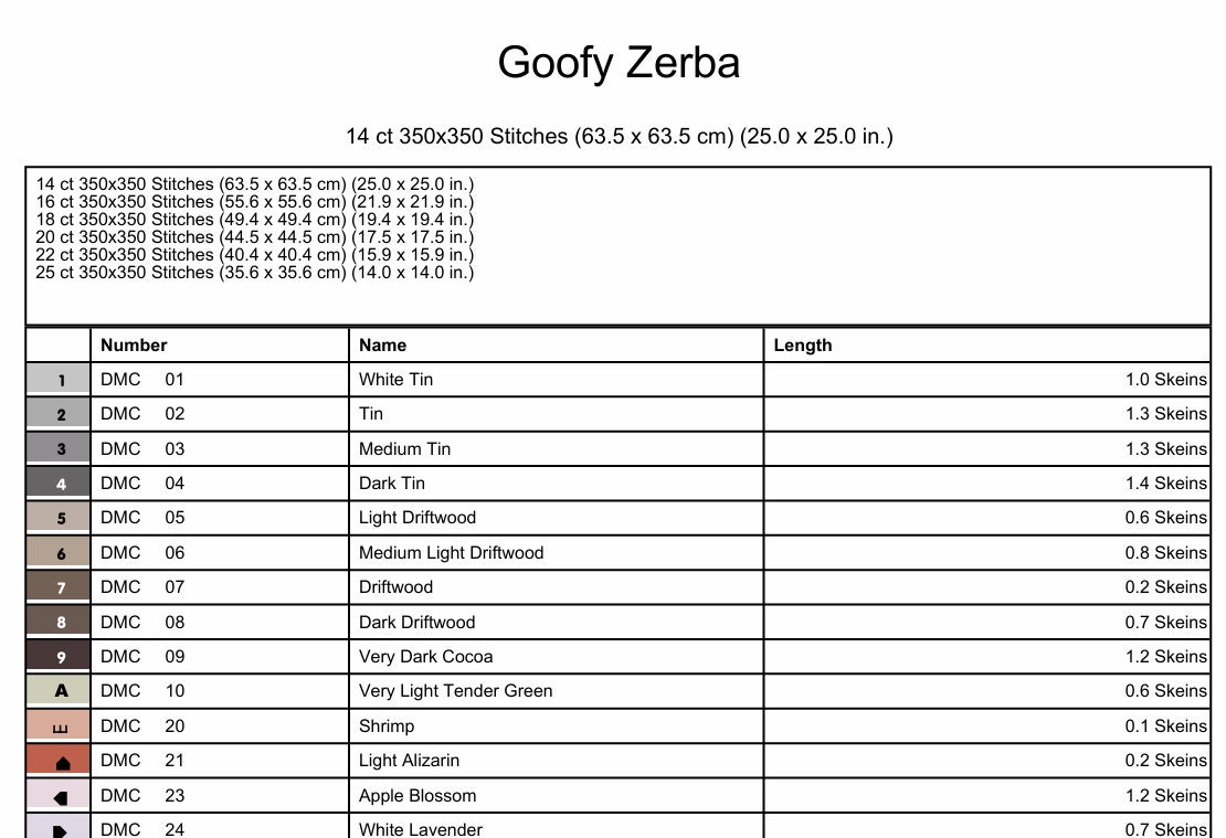 Watercolor, Goofy Zebra. Large Cross Stitch. PDF Download Pattern ...