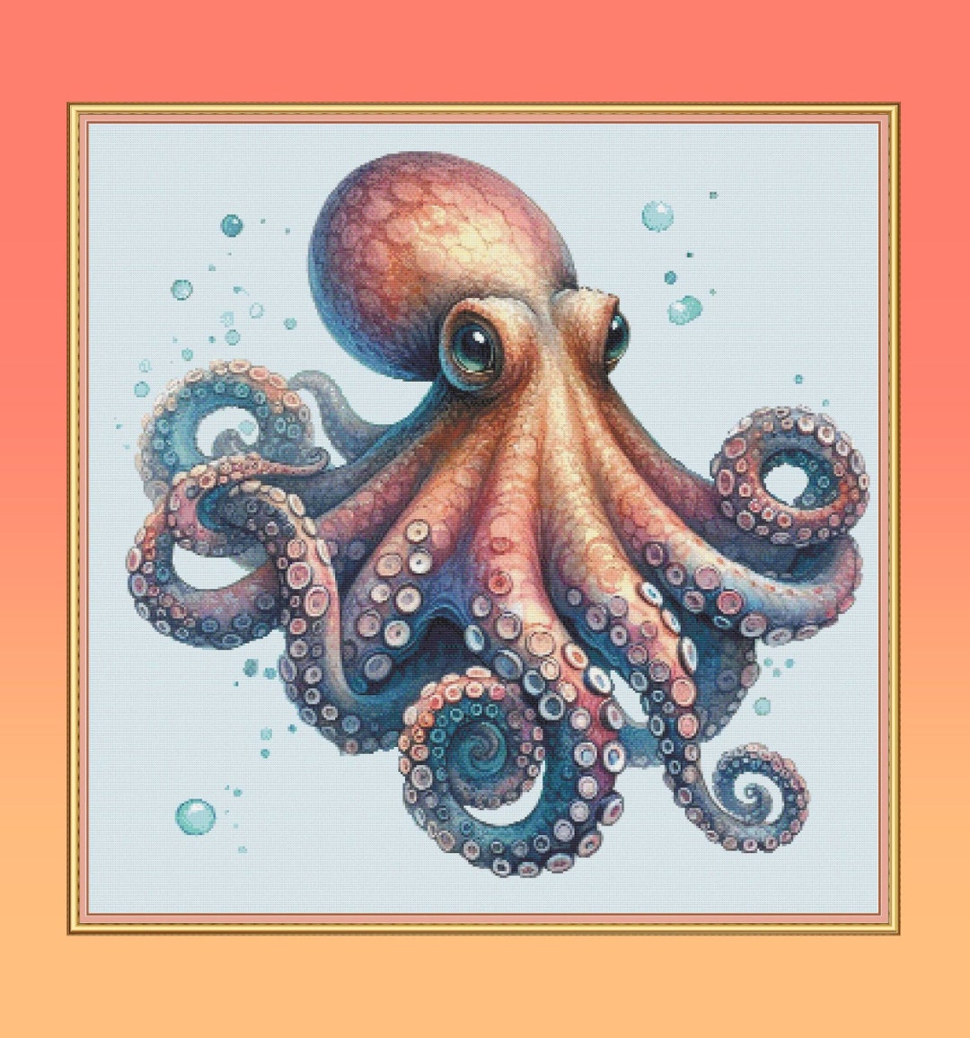 Colourful Octopus, Large Counter Cross Stitch. PDF Download Pattern ...