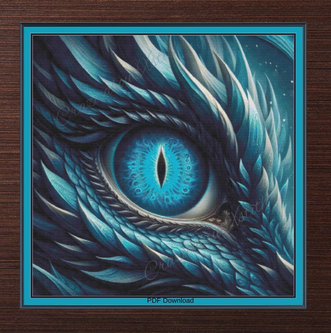 Blue Dragon Eye. Large Cross Stitch. Pattern Keeper/markup Compatible ...