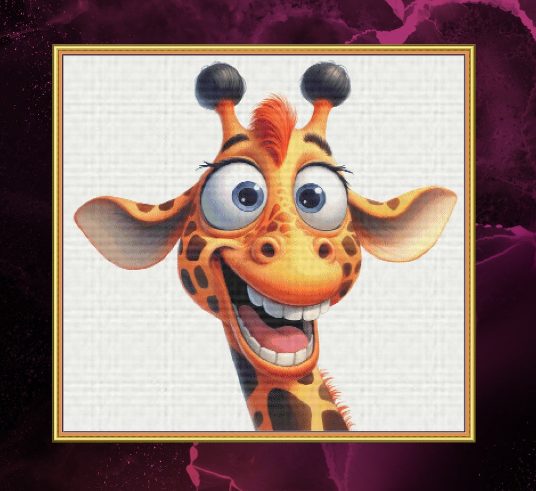 Watercolor, Goofy Giraffe. Large Cross Stitch. PDF Download Pattern ...