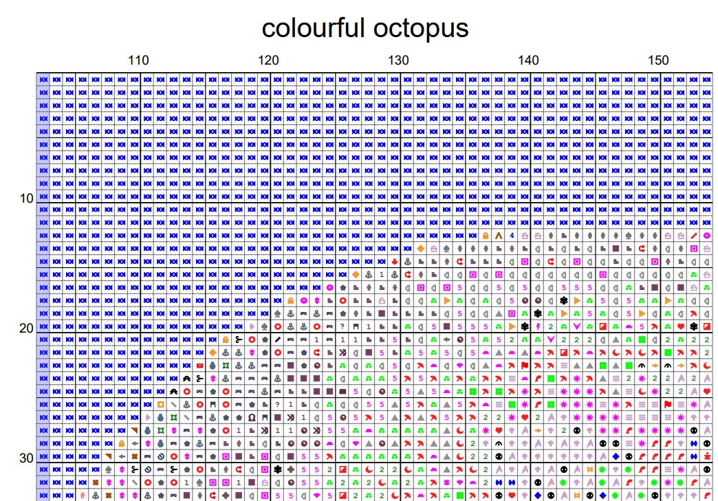 Colourful Octopus, Large Counter Cross Stitch. PDF Download Pattern ...