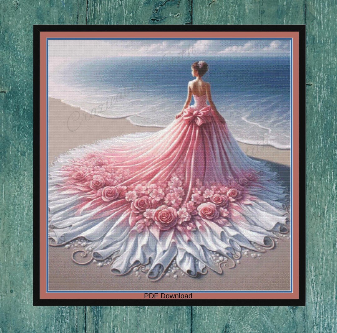 Lady in Pink Dress Cross Stitch Pattern: Pattern Keeper Compatible (PDF ...