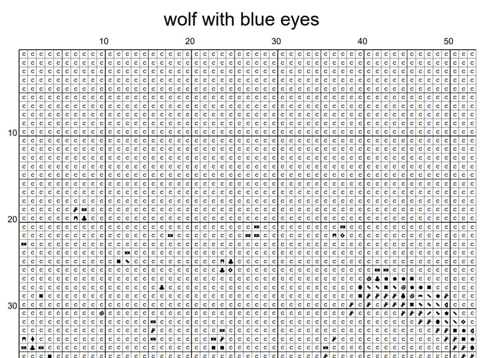 Wolf With Blue Eyes. Large Cross Stitch, 230w X 408h Stitches. PDF ...