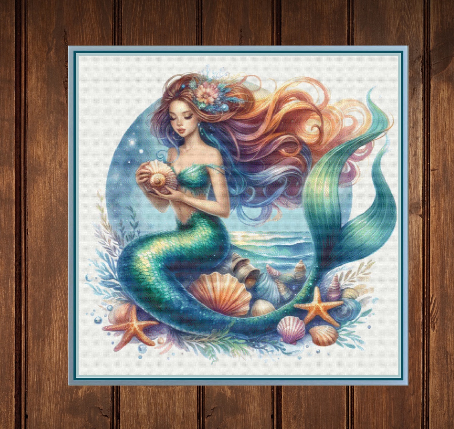 Watercolor Mermaid. Large Cross Stitch. PDF Download Pattern/charts ...