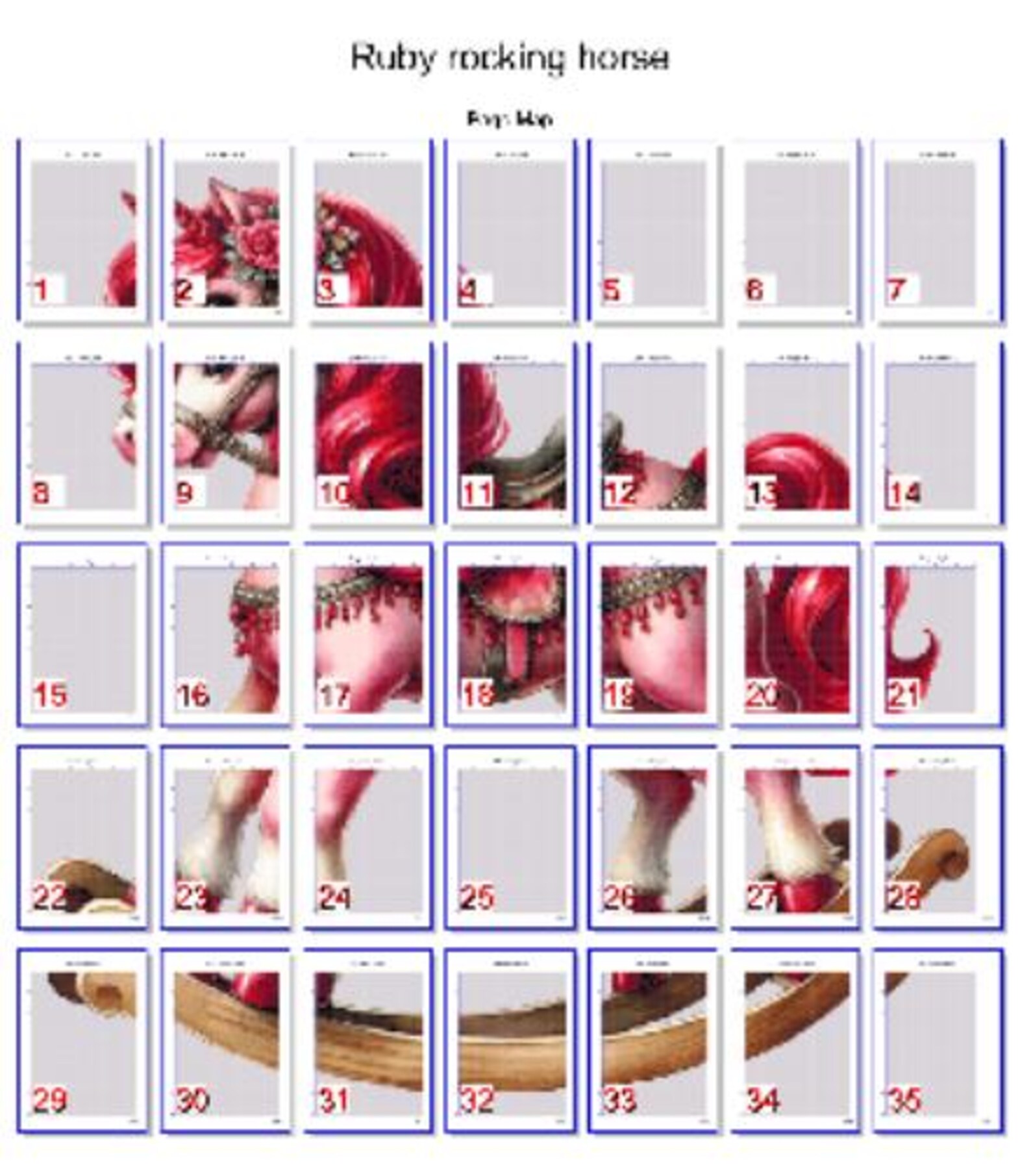 Watercolour, Ruby Rocking Horse. Large Cross Stitch. Pattern Keeper/markup Compatible. DMC ...