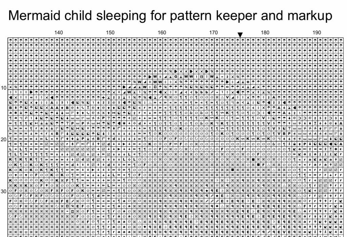 Watercolor. Mermaid Child Sleeping. Large Cross Stitch. Pattern Keeper ...