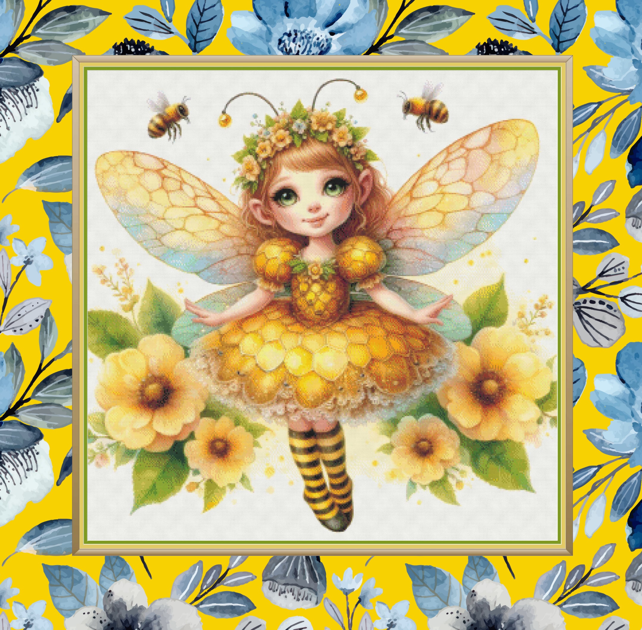 Honey Bee Fairy, Watercolor. PDF Download Pattern/charts. PDF Pattern ...