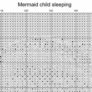 Watercolor. Mermaid Child Sleeping. Large Cross Stitch. Pattern Keeper ...