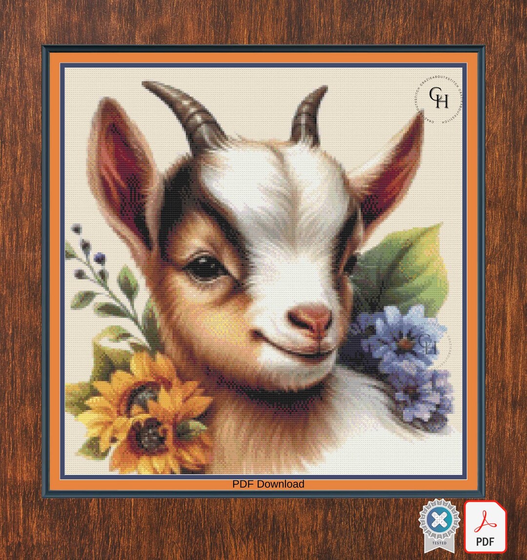 Baby Goat With Flowers. Medium Cross Stitch. Pattern Keeper/markup ...