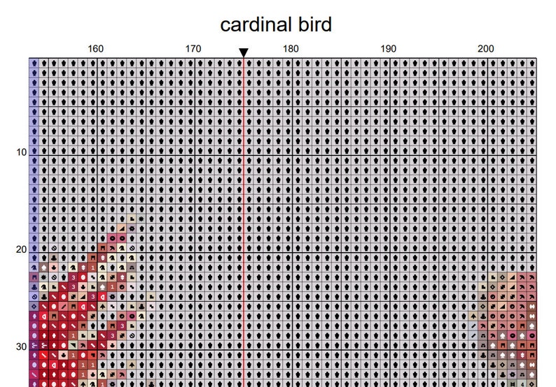 Cardinal Bird. Large Cross Stitch, 350w X 350h Stitches. PDF Download ...