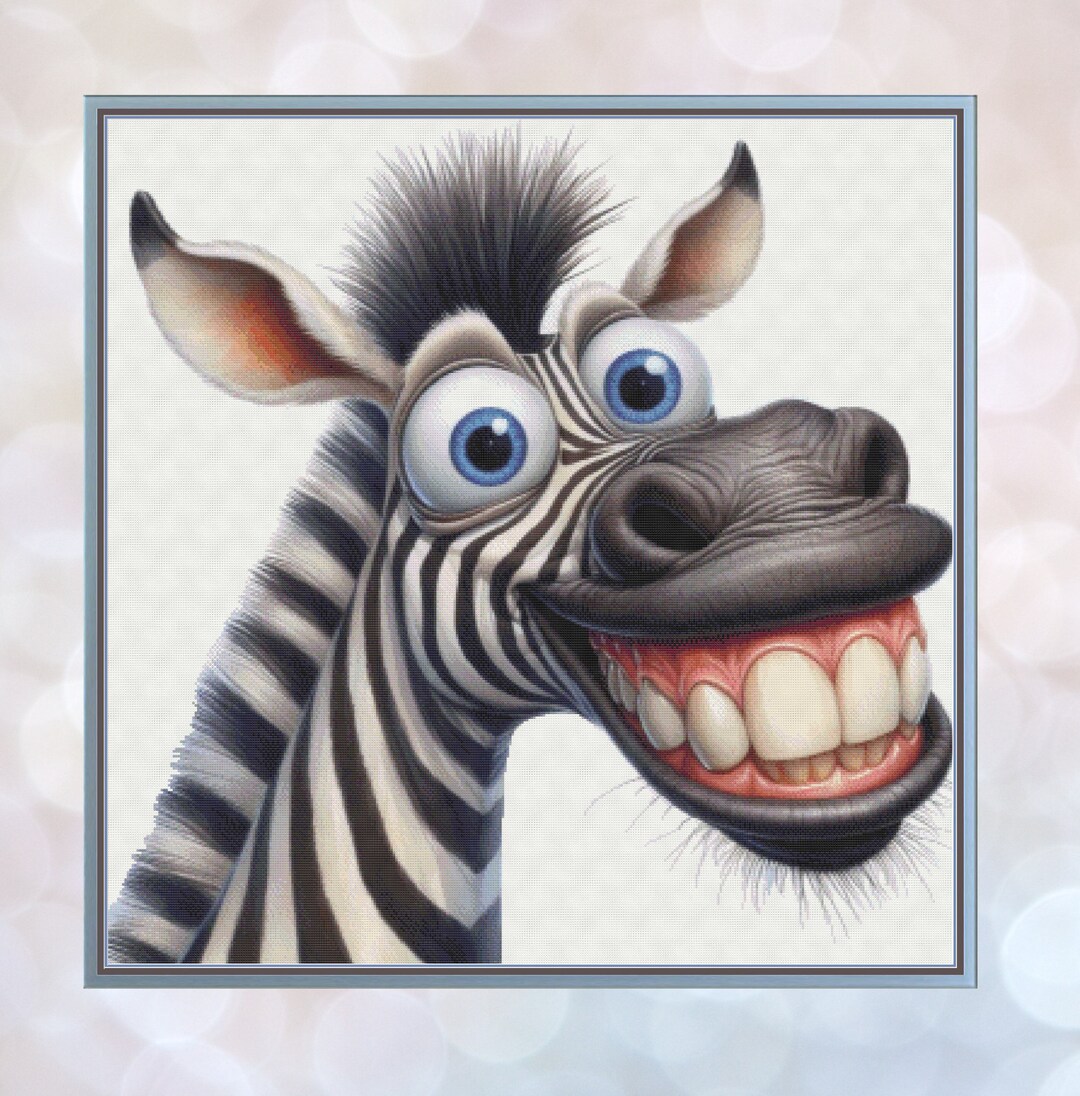 Watercolor, Goofy Zebra. Large Cross Stitch. PDF Download Pattern ...