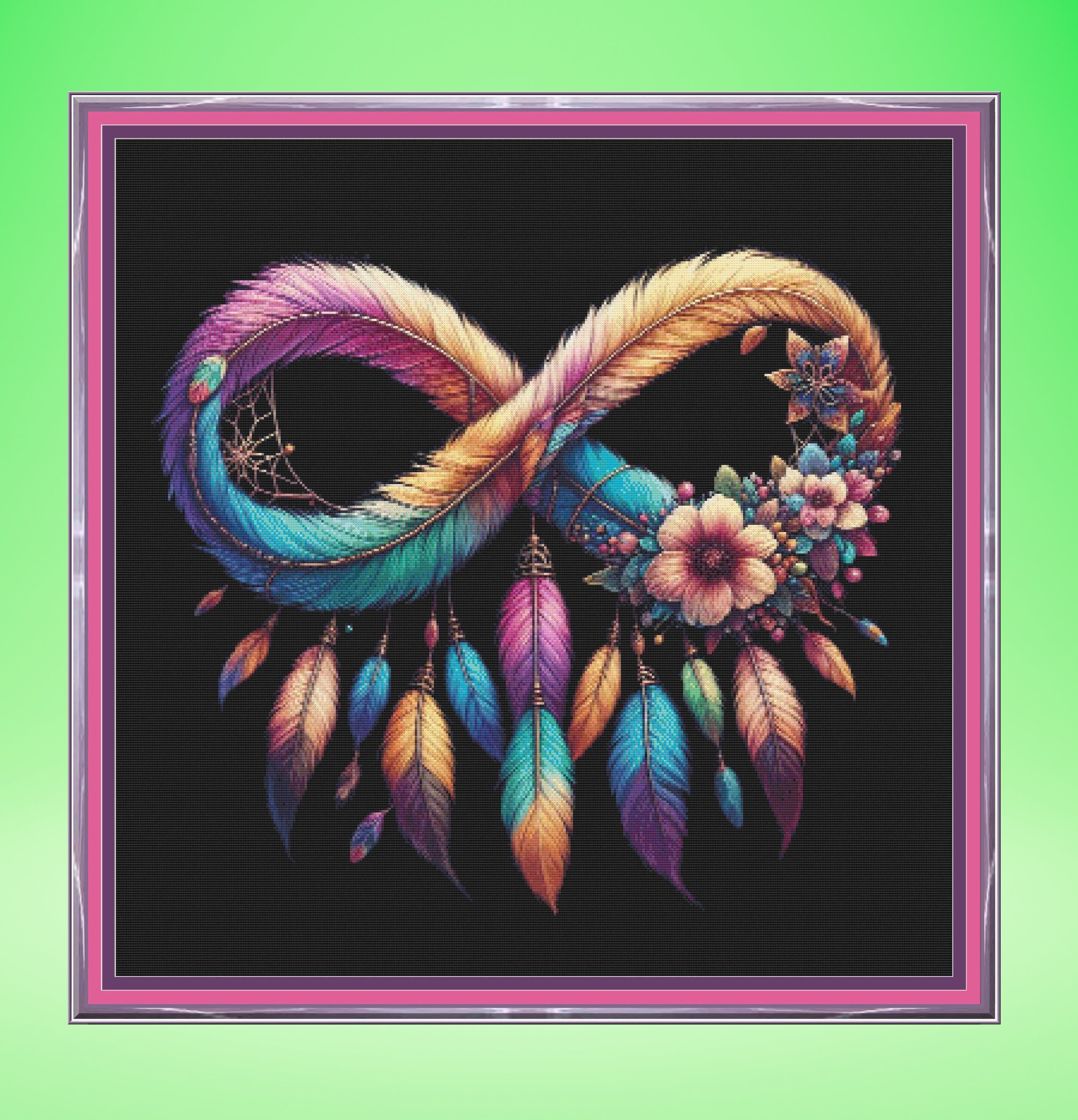 A Colourful Infinity Symbol With Flowers. Large Cross Stitch. PDF ...