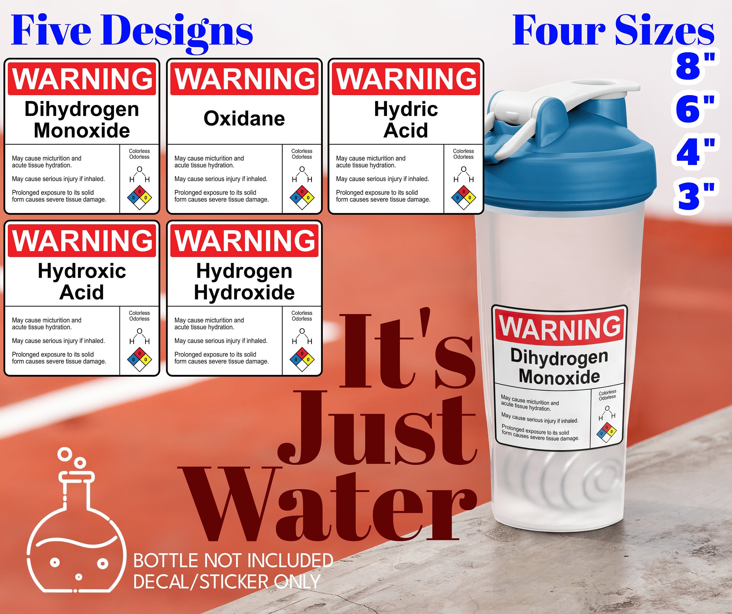 Kiss Cut Vinyl Decal Dihydrogen Monoxide High Quality Funny Sticker ...