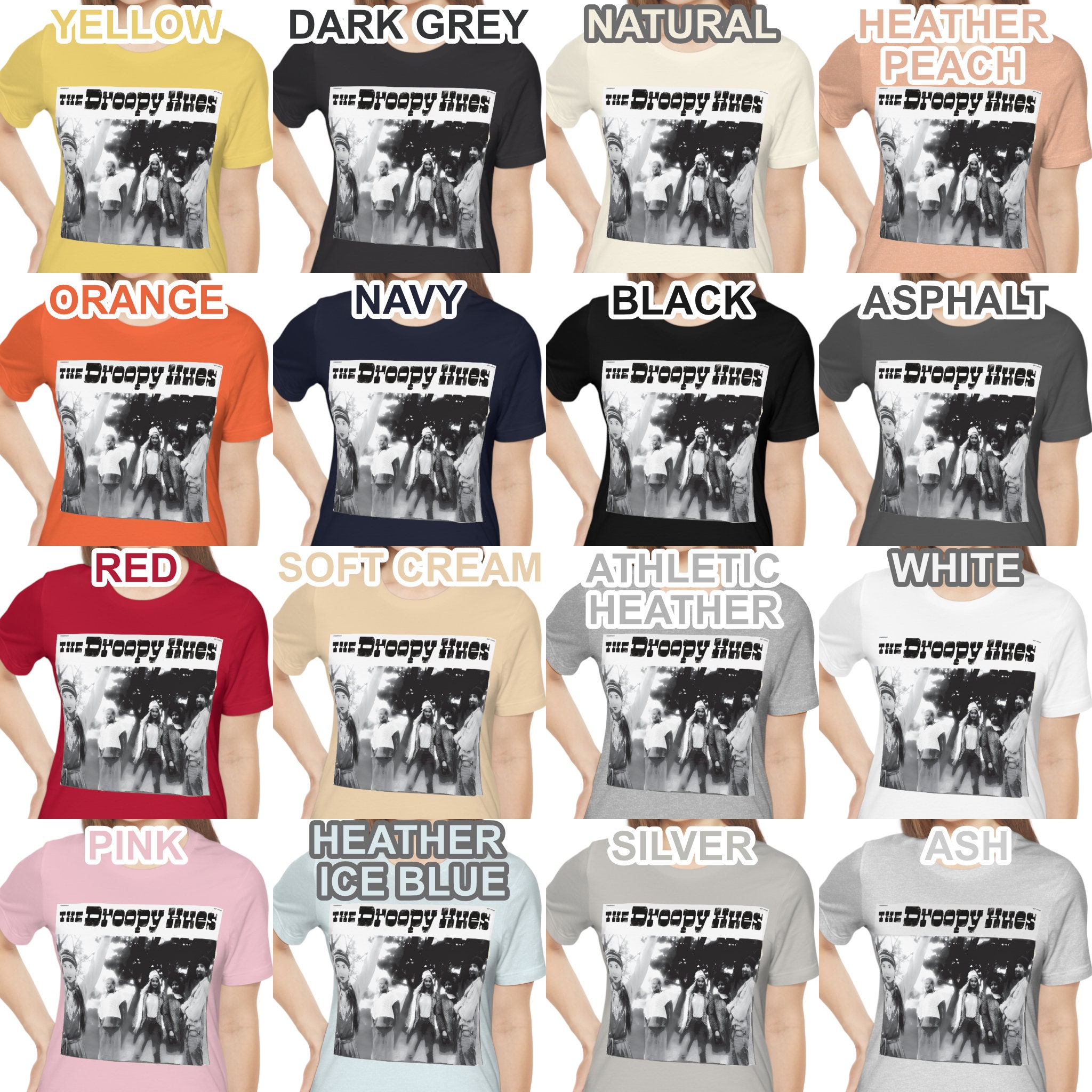 The Droopy Hues Band T Shirt Graphic Short Sleeve Vintage Top Quote ...