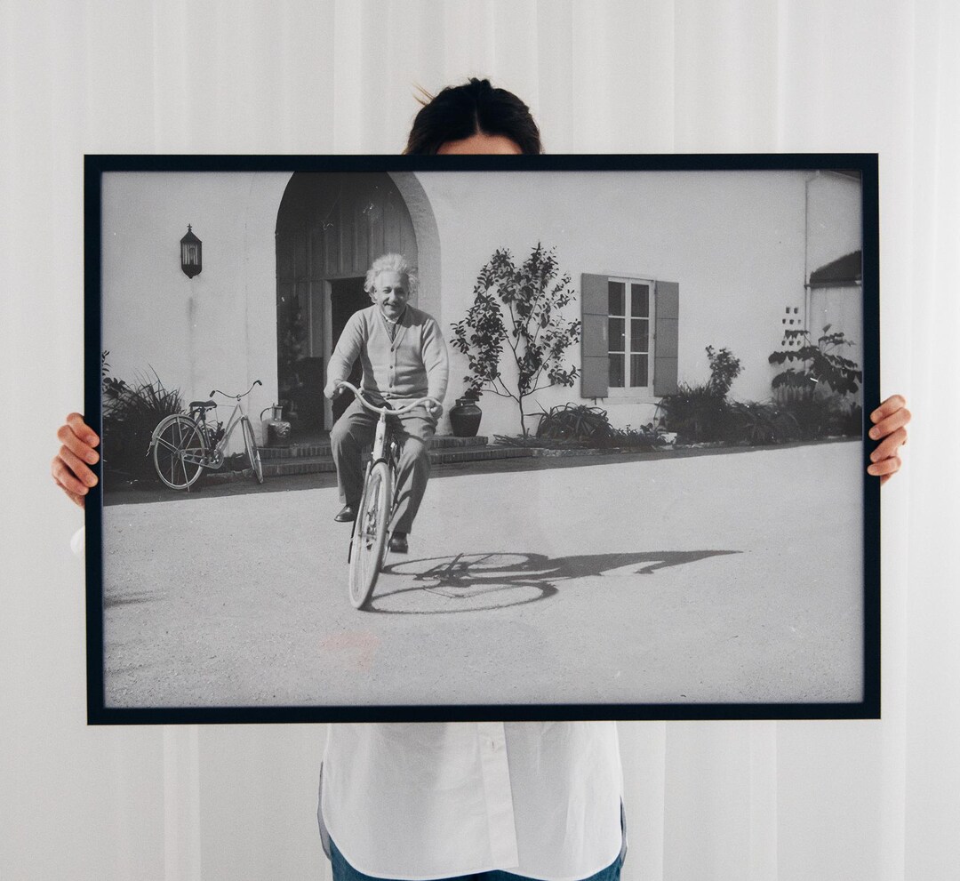 Vintage 1933 Photograph of Albert Einstein Riding A Bicycle at Caltech ...