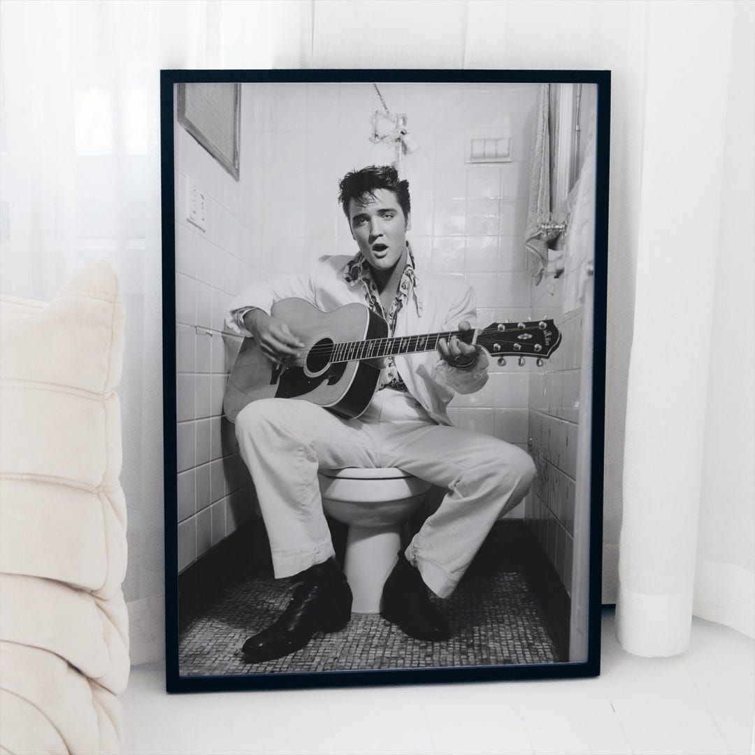 Elvis Presley Sitting on Toilet Poster, Bathroom Wall Art, Rock and ...