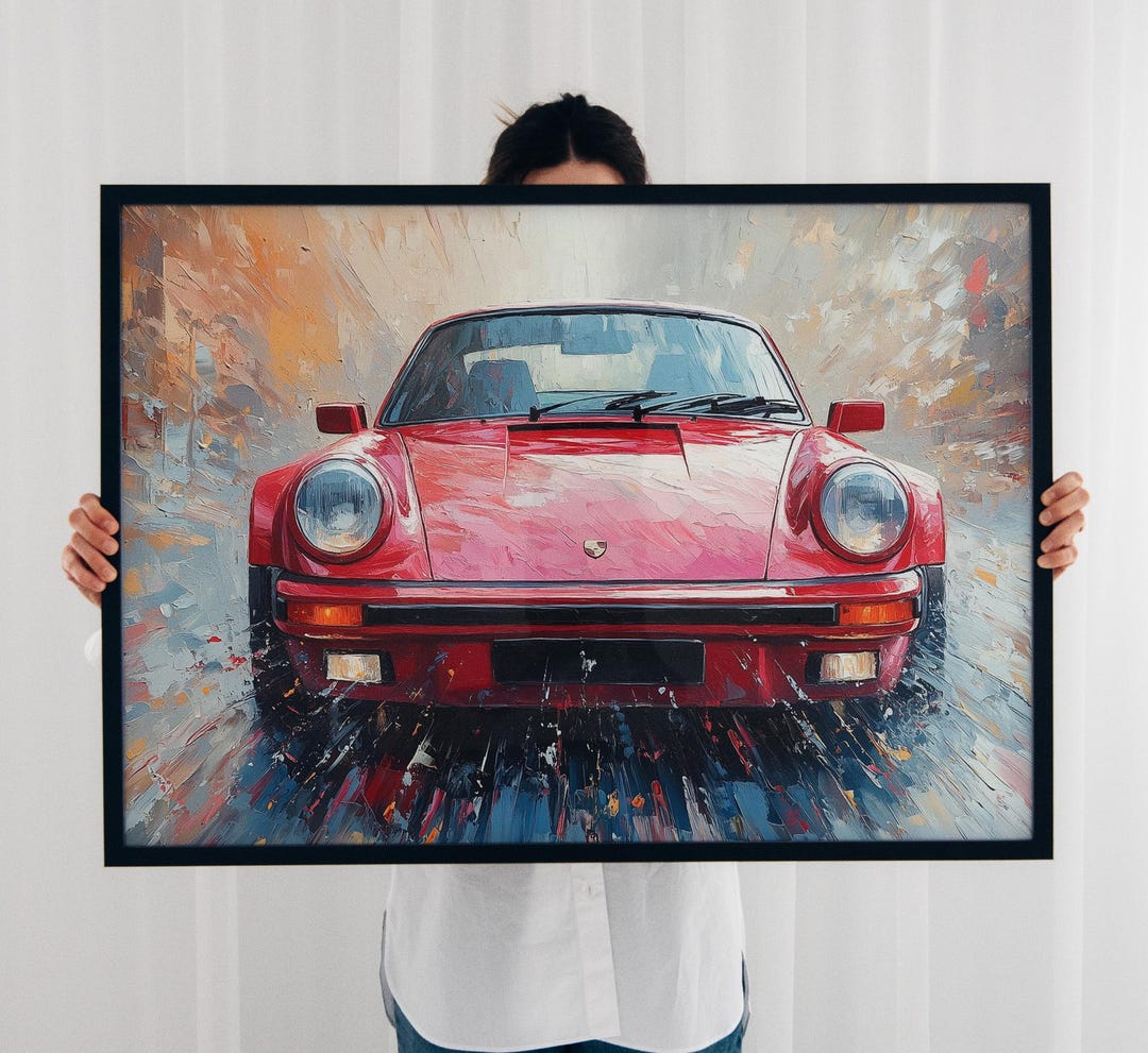Vintage Porsche 911 Art Print - Classic Red Sports Car Poster - Retro ...