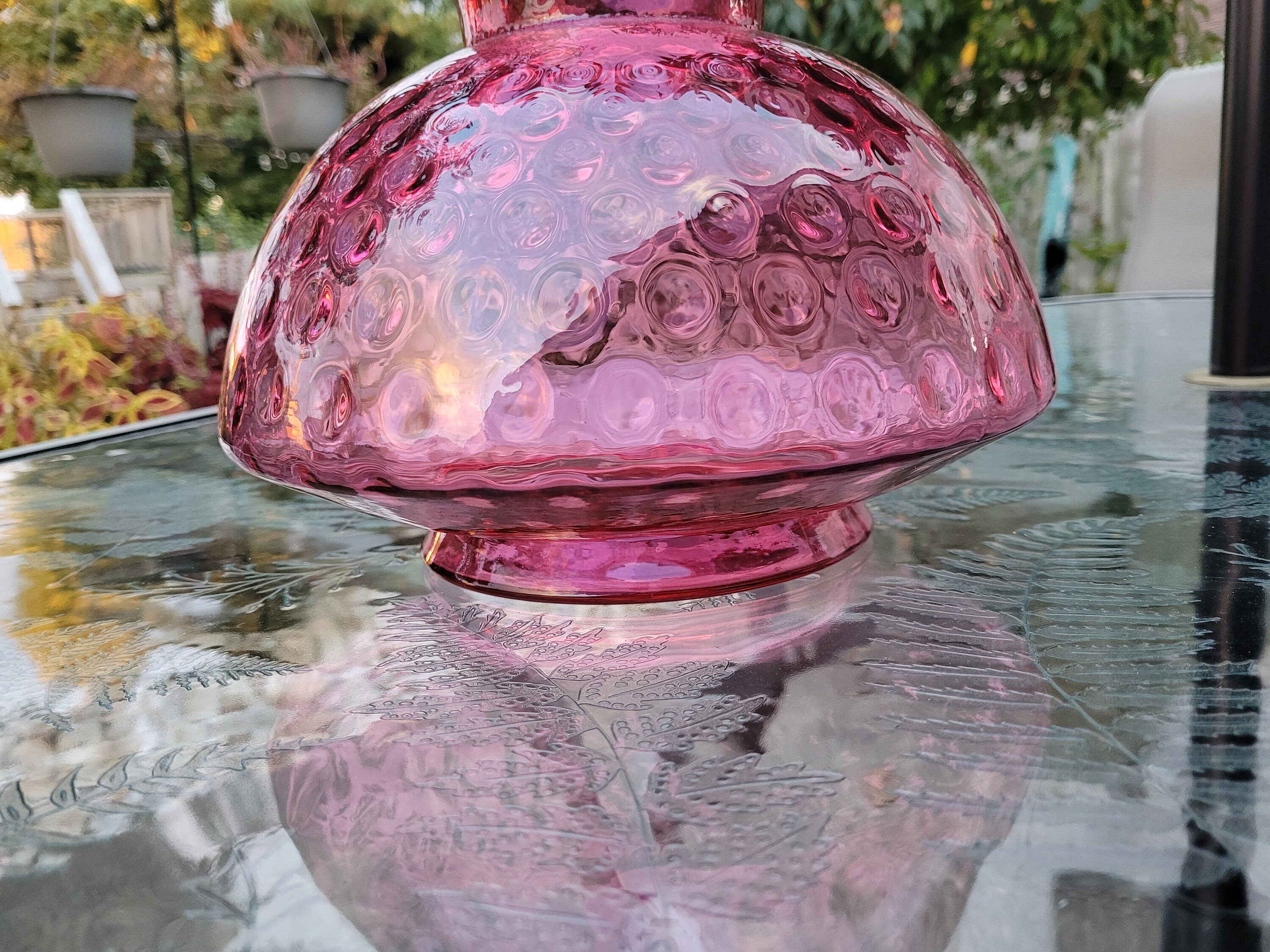 Fenton Cranberry Dot Optic Shade Vase - Etsy