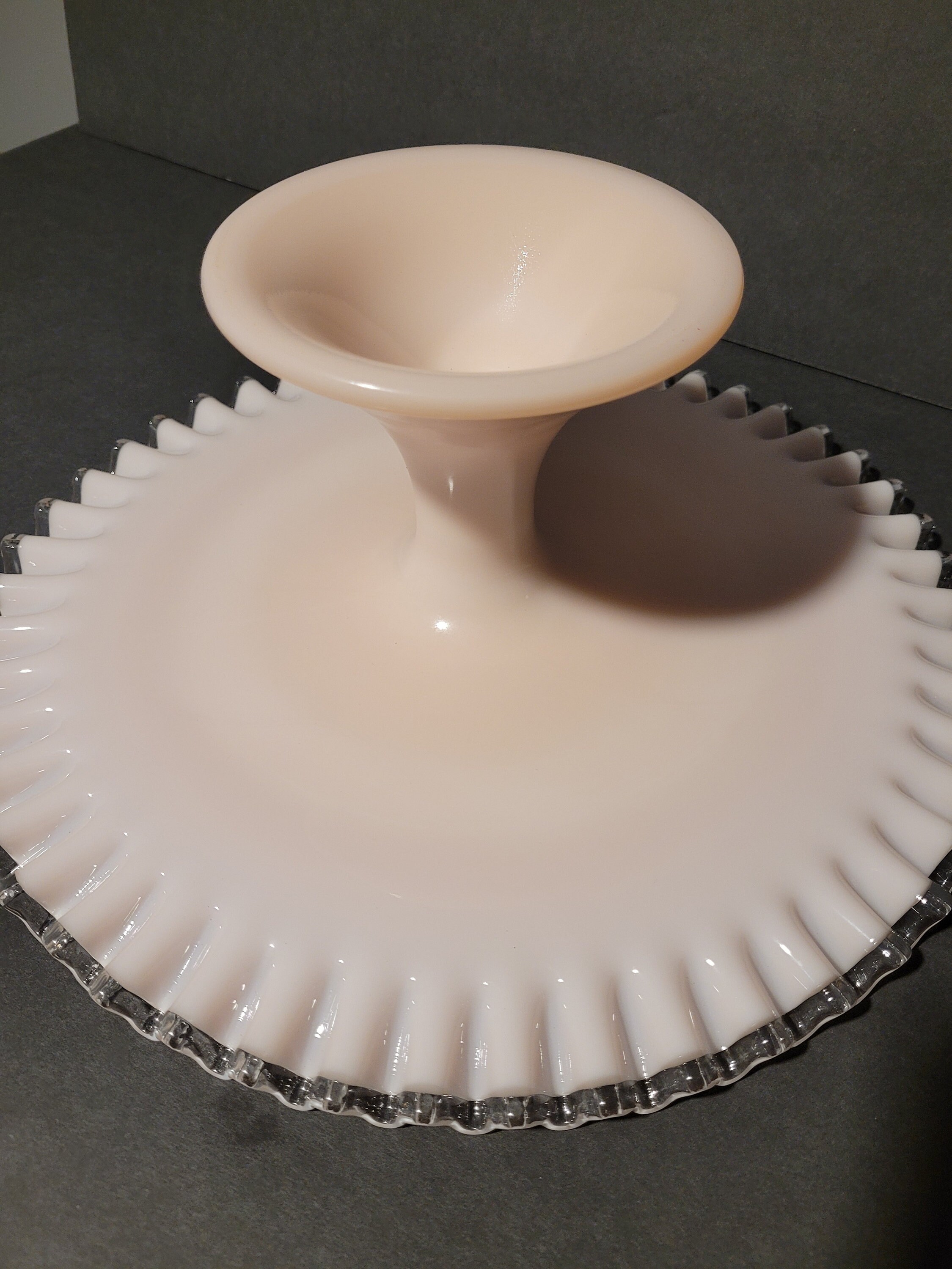 Fenton Pink/silvercrest Milkglass Cake Stand 1950:s - Etsy