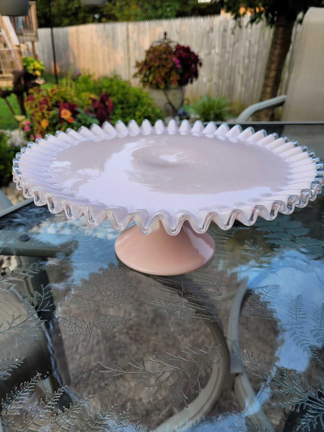 Fenton Pink/silvercrest Milkglass Cake Stand 1950:s - Etsy