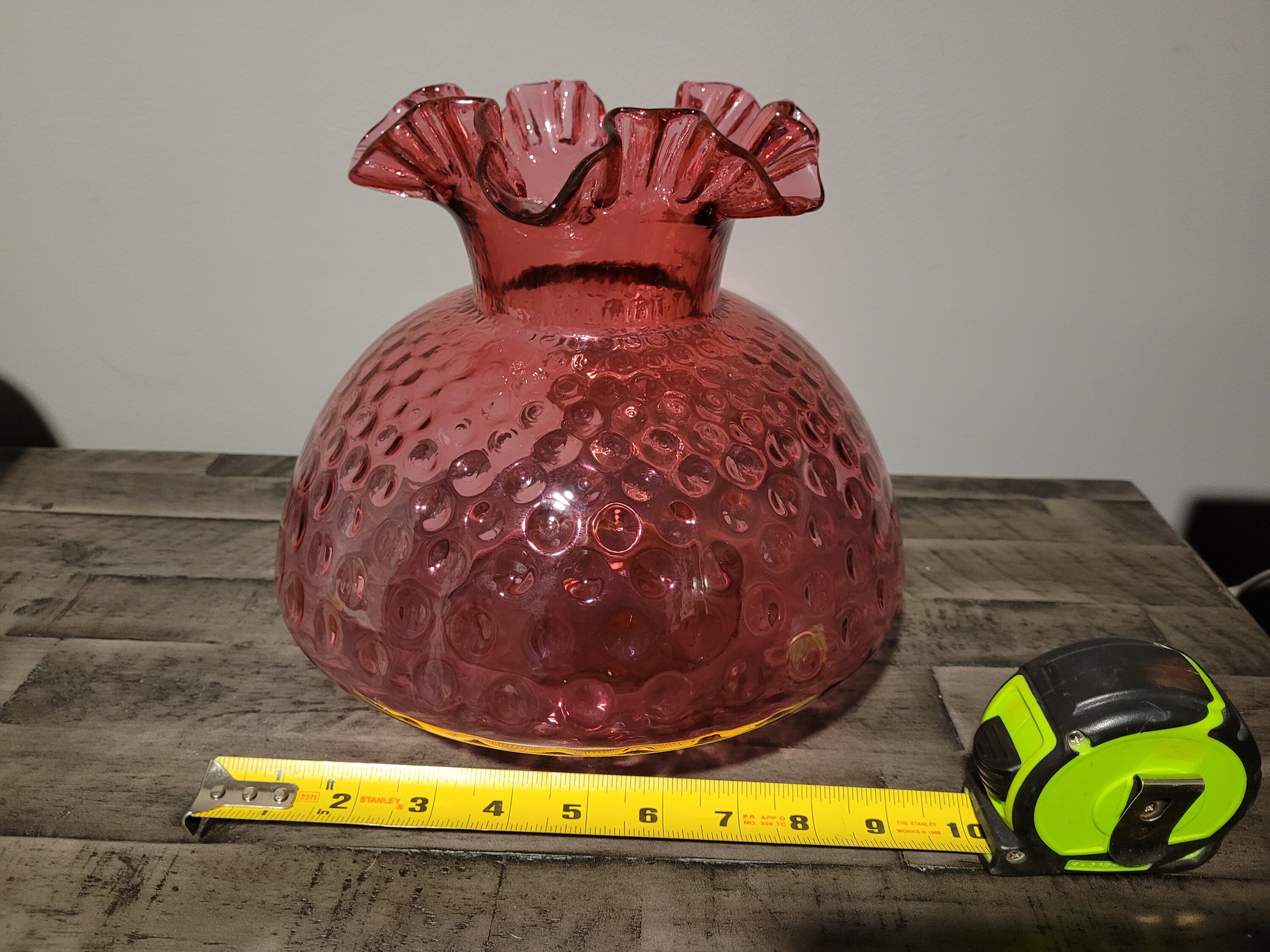 Fenton Cranberry Dot Optic Shade Vase - Etsy