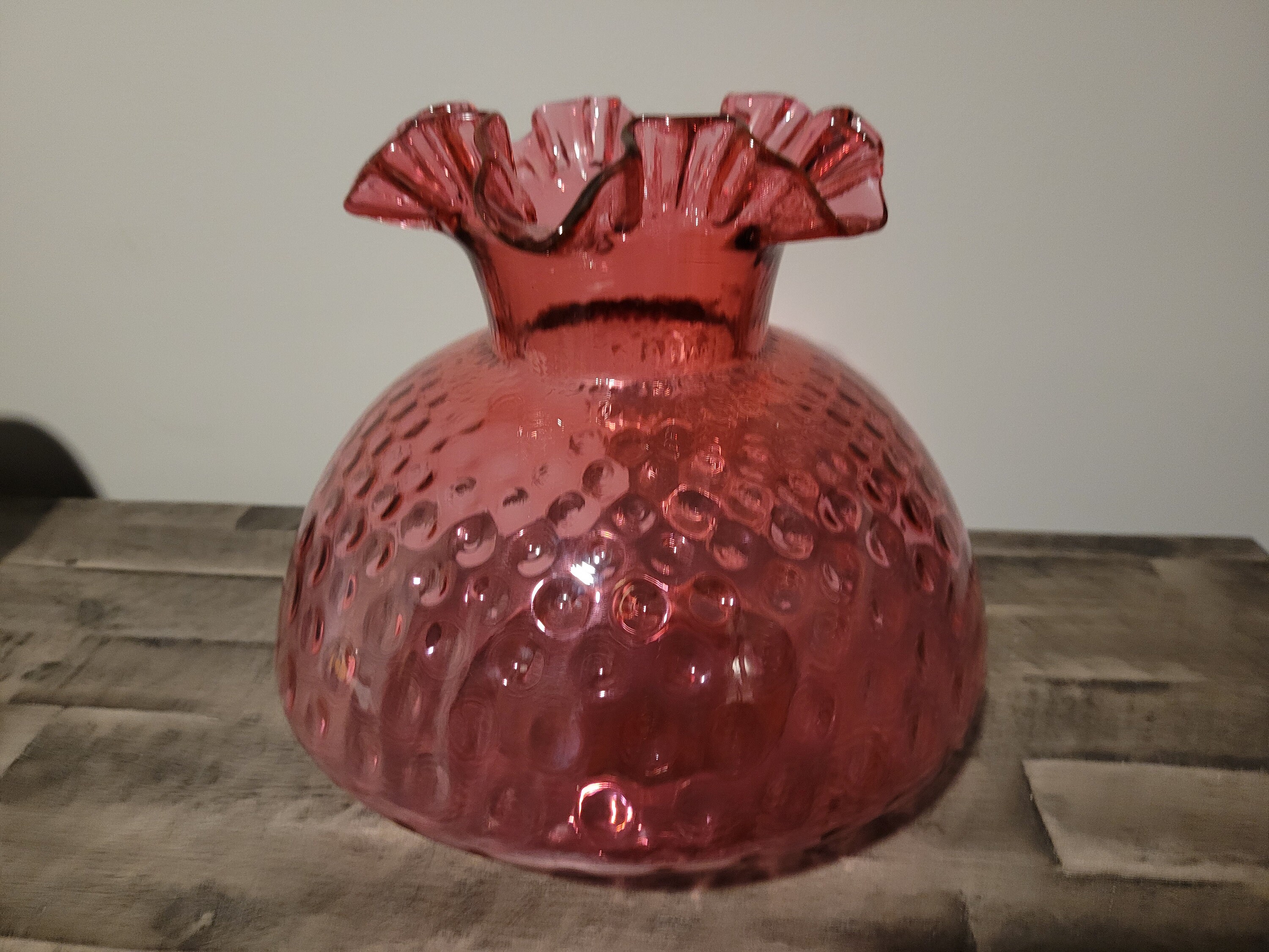 Fenton Cranberry Dot Optic Shade Vase - Etsy