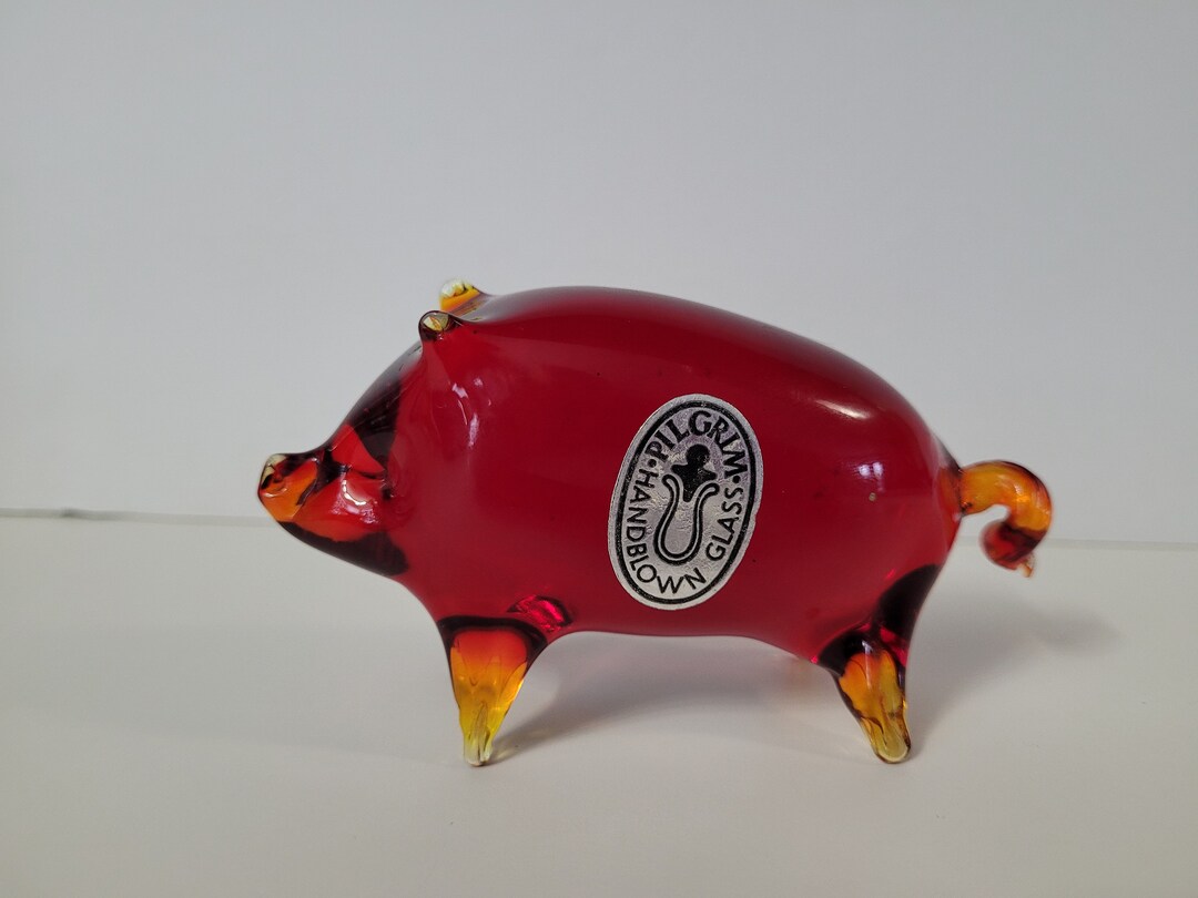 Pilgram Glass Hand Blown Pig - Etsy
