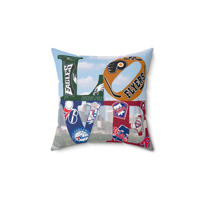 Philadelphia Sports Fan Love Throw Pillow Sports Teams Phillies Sixers ...