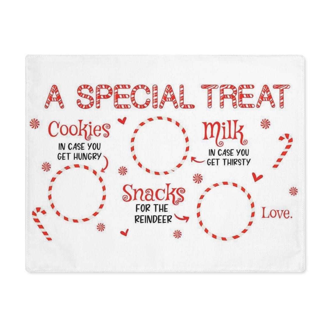 Santa Milk & Cookies Placemat, Christmas Decor, Kids Table Setting ...