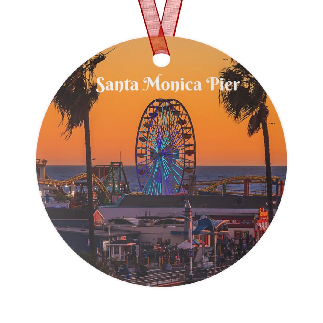 Santa Monica Pier Sunset Christmas Tree Ornament, Holiday Decoration ...